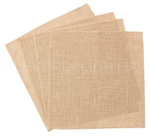 cleverdelights 12 inch burlap squares - 4 pack - premium jute burlap fabric - finished edges - 12" x 12"