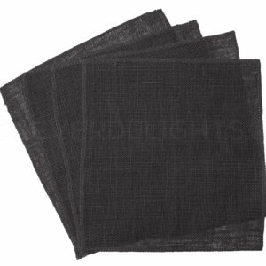 CleverDelights 12 Inch Black Burlap Squares - 4 Pack - Jute Burlap Fabric - Finished Edges - 12" x 12"