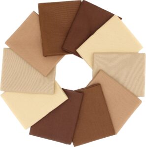 choice fabrics supreme solids - fat quarter bundle (10 pack) - premium 100% cotton quilting fabric (shades of brown)