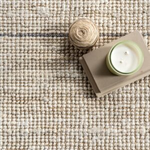 nuLOOM Amina Striped 8x10 Jute Area Rug for Dining Room Rug Neutral Rug Living Room Rug, Beige/Gray