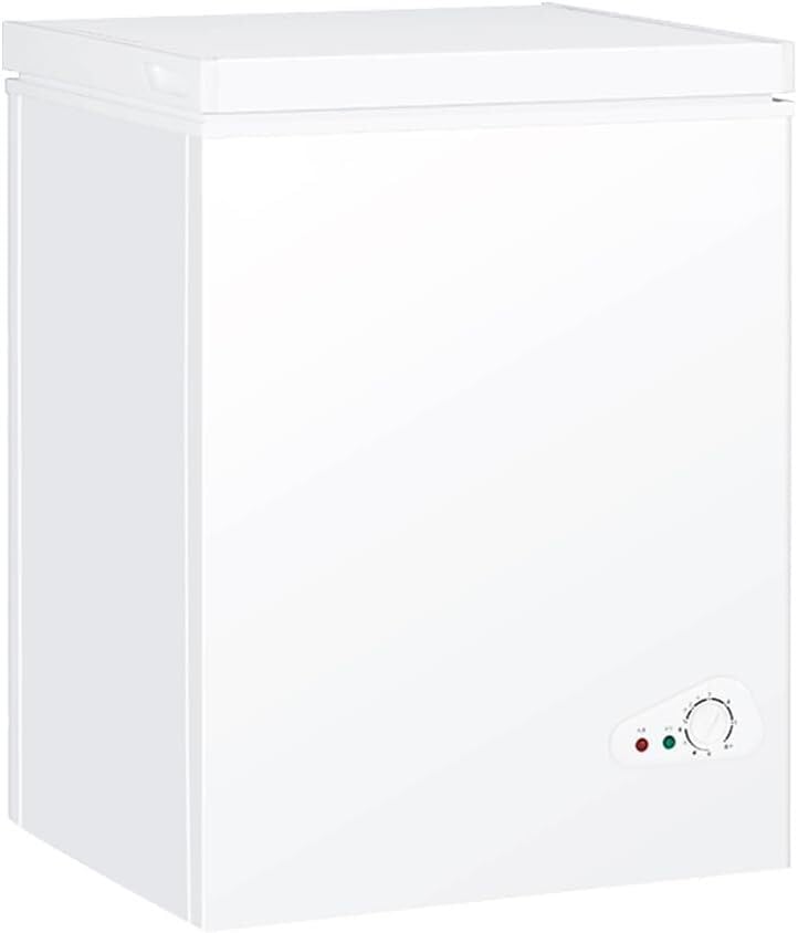 Fcicarn Compact Chest Freezer, 3.5 Cu.Ft. Deep Freezer with Adjustable Clear Bins, Manual Temperature Dial, White