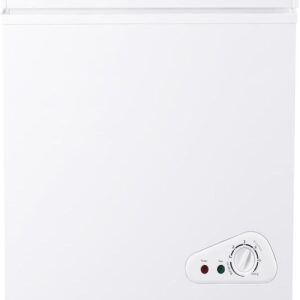 Fcicarn Compact Chest Freezer, 3.5 Cu.Ft. Deep Freezer with Adjustable Clear Bins, Manual Temperature Dial, White