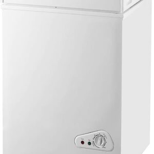 Fcicarn Compact Chest Freezer, 3.5 Cu.Ft. Deep Freezer with Adjustable Clear Bins, Manual Temperature Dial, White