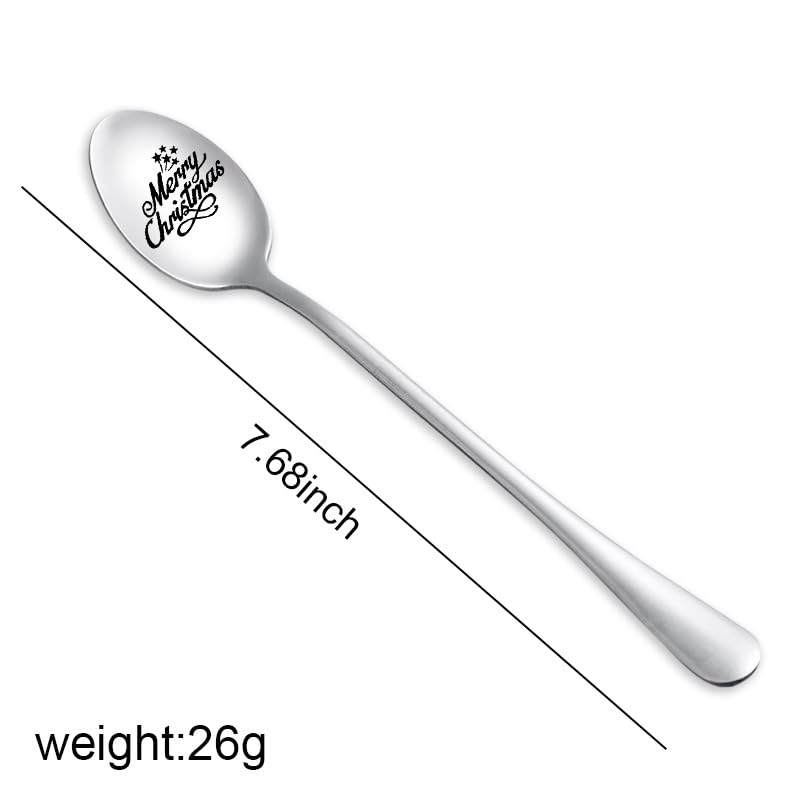 Christmas Gifts for Women Men Friends Xmas Gifts for Mom Dad Christmas Presents for Girls Boys Merry Christmas Spoon Engraved Coffee Tea Spoons Gift Ideas for Daughter Son