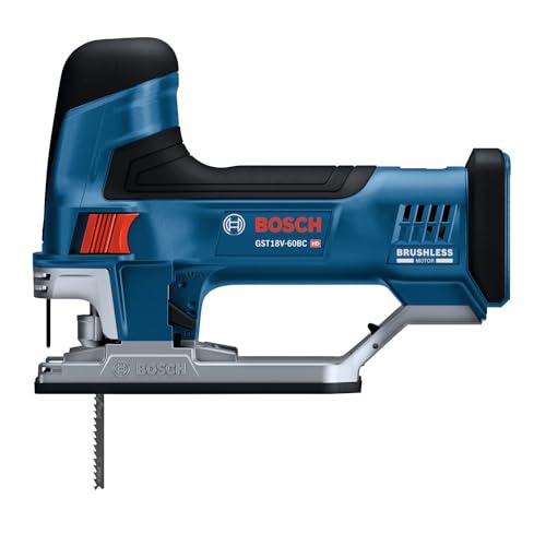 BOSCH GST18V-60BCN 18V Brushless Connected Barrel-Grip Jig Saw, 3,800 SPM, LED Light, Tool-free Blade Change (Bare Tool)