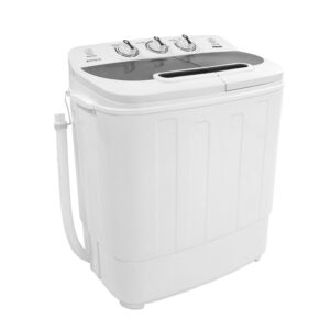 rovsun portable washing machine, 15lbs mini compact twin tub with washer(9lbs) & spiner(6lbs) & built-in pump draining for apartment camping college dorm home rv