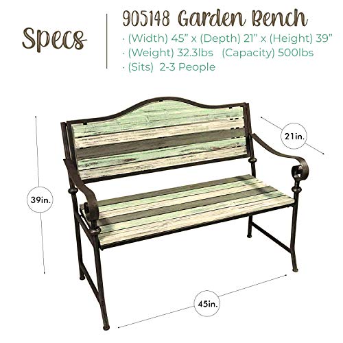 45 Inch Patio Bench, Garden Bench, Porch Bench, Cast Iron Love Seat