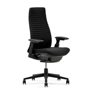 haworth fern ergonomic office chair – stylish and innovative desk chair with digital knit finish - with lumbar support (charcoal black)