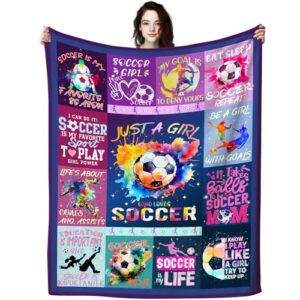 soccer girls blanket,soft cozy flannel soccer gifts for girls,soccer blankets and throws bed sofa christmas birthday gifts for soccer lovers soccer team 50"x40"