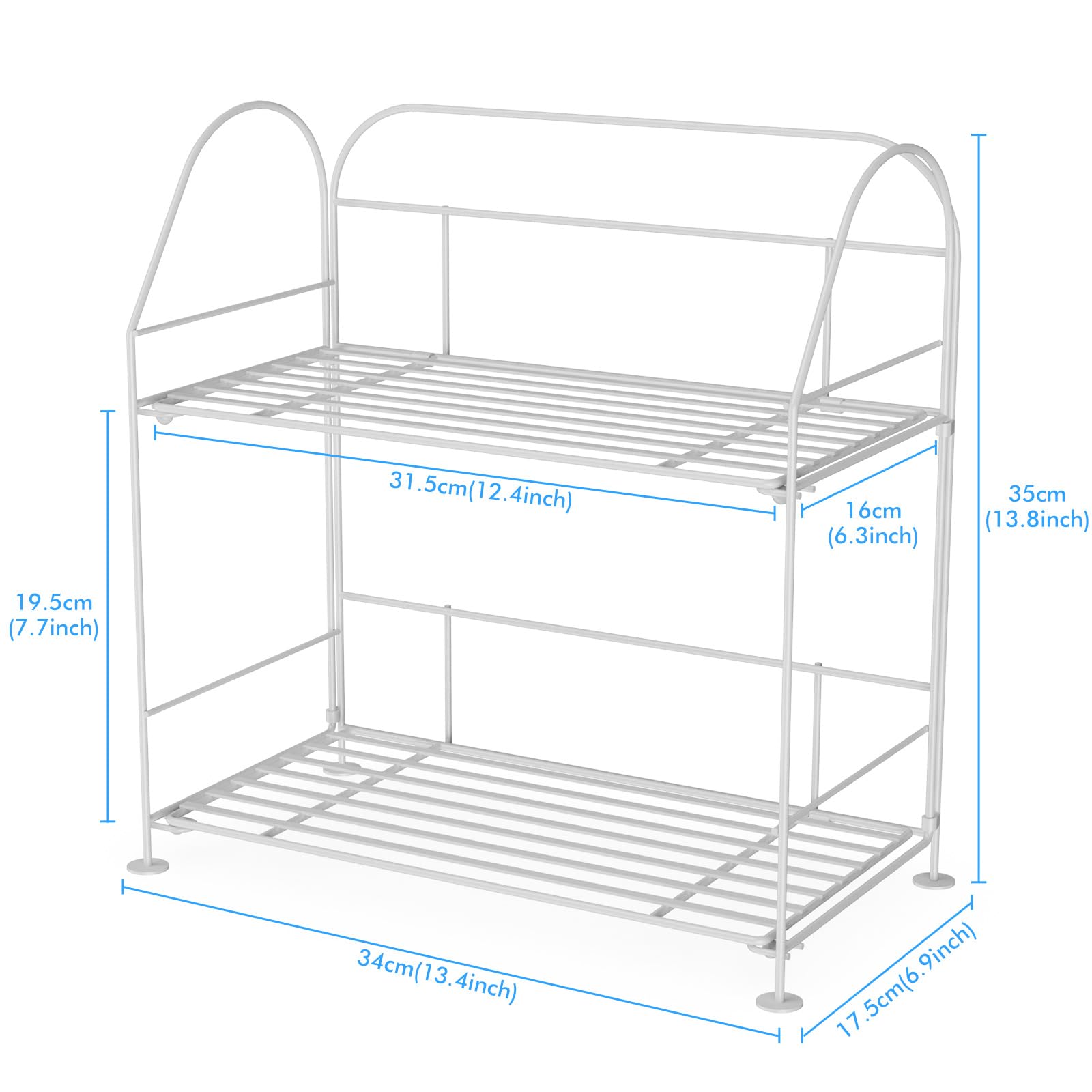 Johamoo Bathroom Shelves for Storage, Bathroom Shelf Over Toilet, Multifunctional Foldable Storage Rack, Free Standing 2 Tiers Utility Shelves Living Room Kitchen (White)