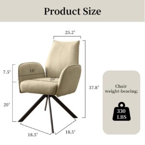 jiexi Modern Desk Chair no Wheel, Ergonomic Office Chair Home Office Upholstered Chair, Swivel Arm Chairs with Metal Legs, Computer Chair for Bedroom, Reception Room, Living Room