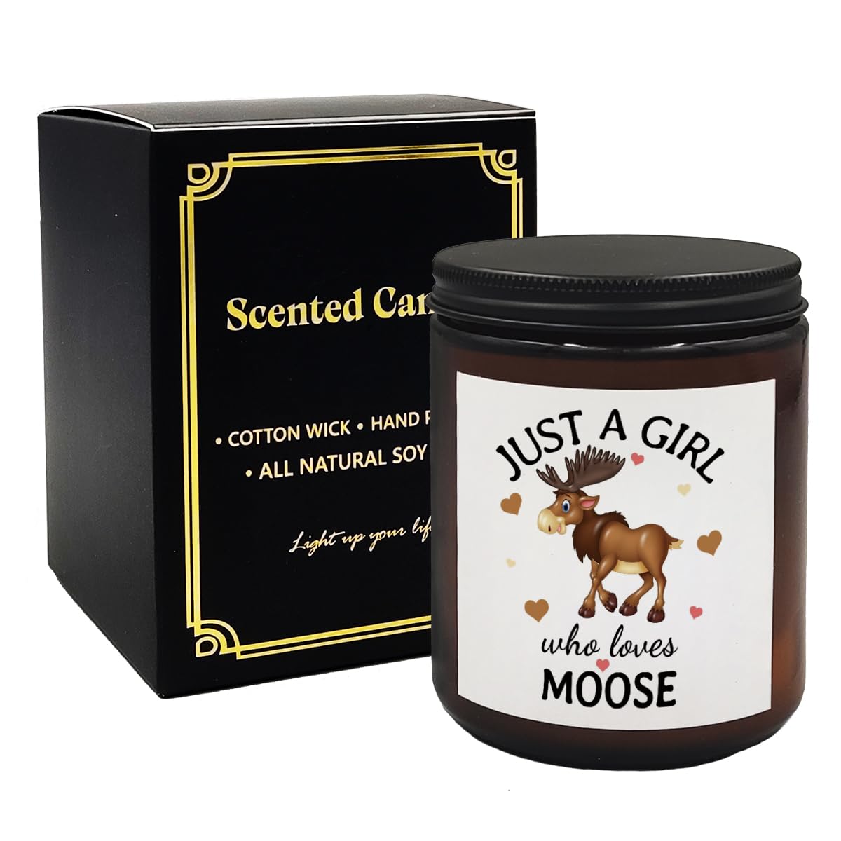 Mancheng-zi Moose Gifts for Women Girls Moose Lovers, Funny Moose Gifts, Moose Themed Gifts, Just a Girl Who Loves Moose Scented Candles