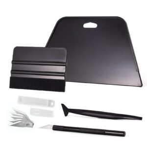 newishtool wallpaper smoothing tool kit, wallpaper tools for applying peel and stick contact paper vinyl film, includes big smoothing squeegee, felt scraper, edge tucking stick, craft knife & blades