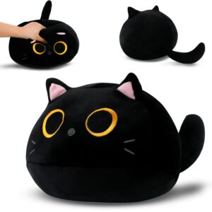 mdcgfod black cat plushies pillow cute stuffed animal plush toys kawaii stuff soft plush doll cat shape sofa pillow stuff cat baby plush toys for kids girlfriend birthday (14in/36cm)