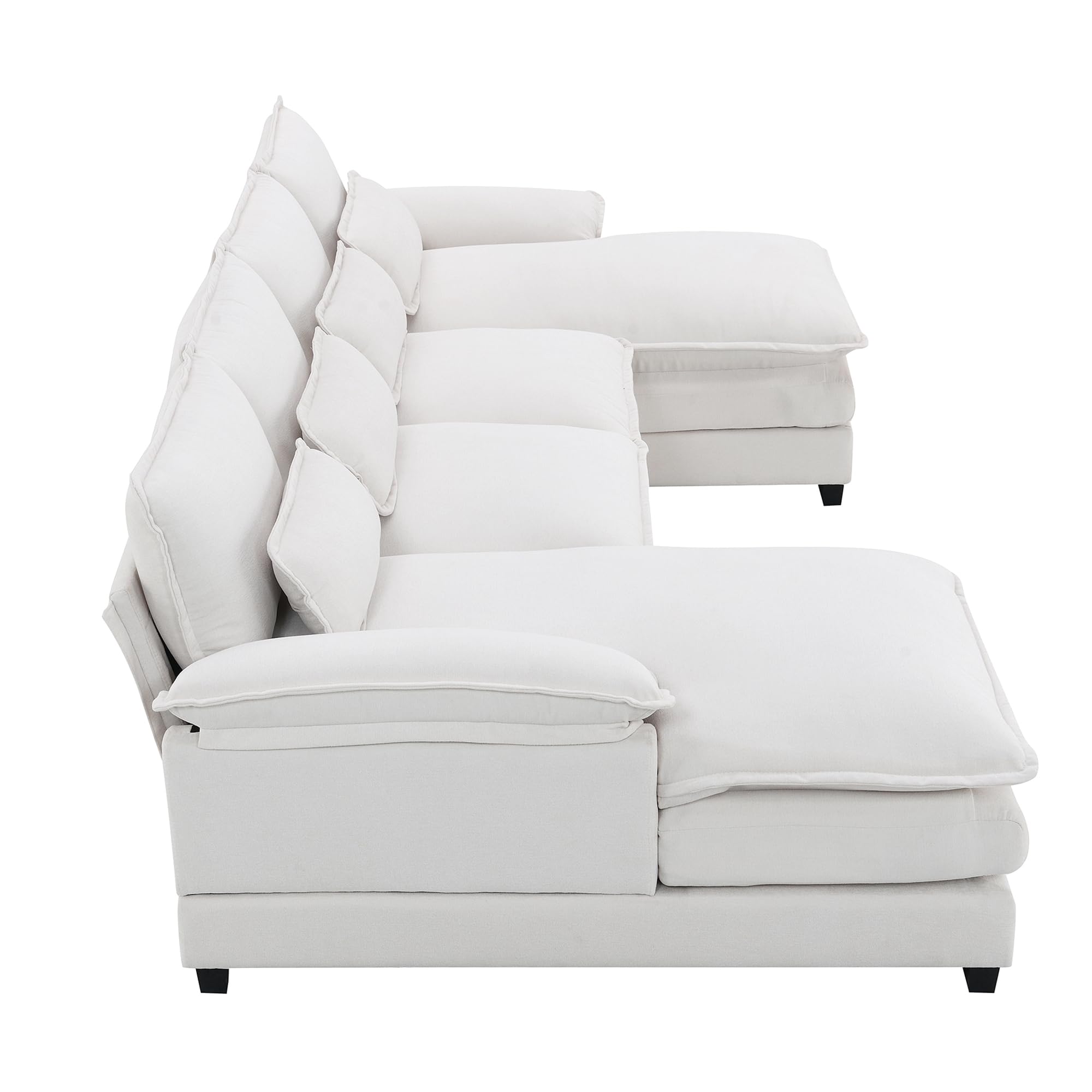 GNIXUU 109.8“ Sectional Sofa Cloud Couch for Living Room, Modern Chenille Large Overstuffed U Shaped Couch, Comfy Modular Sofa Sleeper with Double Chaise & Cushions(White)