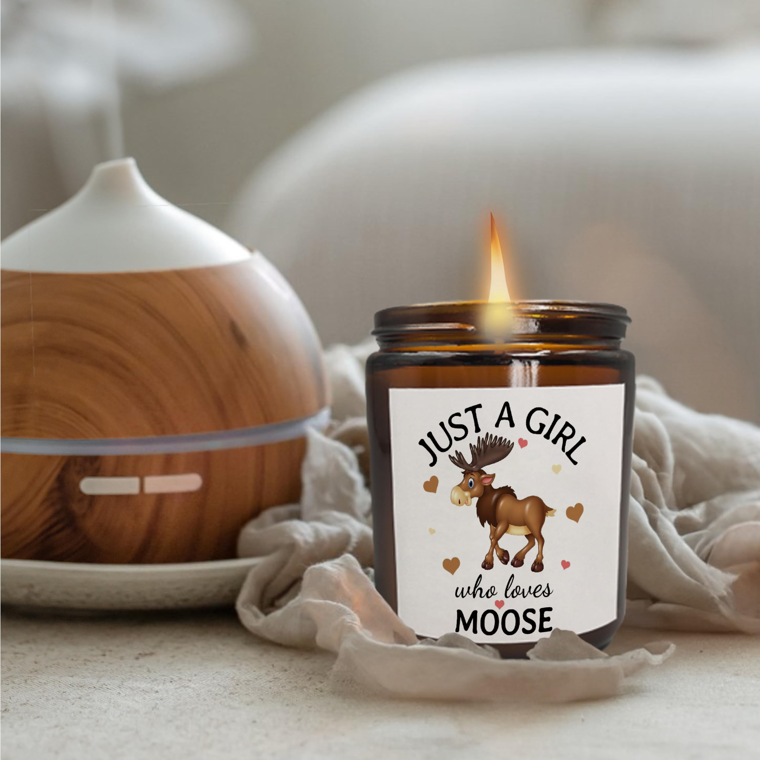 Mancheng-zi Moose Gifts for Women Girls Moose Lovers, Funny Moose Gifts, Moose Themed Gifts, Just a Girl Who Loves Moose Scented Candles