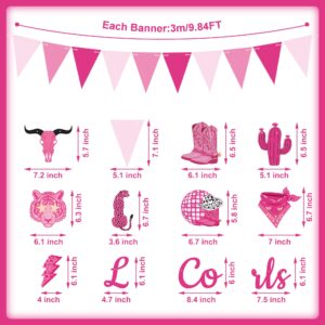 5 PCS Let’s Go Party Banner Hot Pink Party Decorations Cowgirl Pennant Flag Come on Girls Banner Princess Themed Hanging Decor for Birthday Princess Wedding Bridal Shower Party Supplies