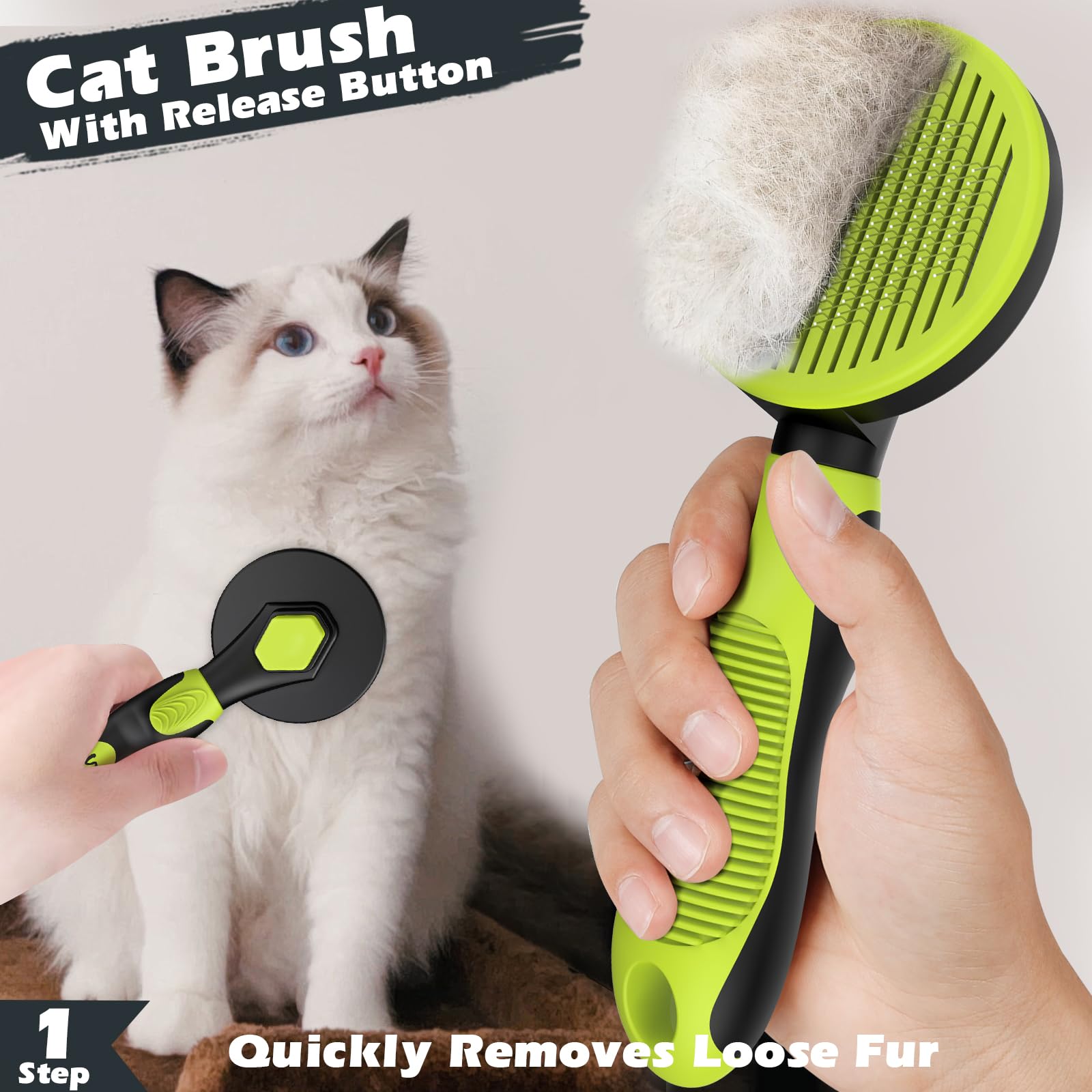 3PCS Cat Grooming Kit | Cat Brush | Cat Brushes for indoor Cats | Cat Nail Clipper | Cat Nail Trimmer | Cat Bath Brush | Cat Brush for Shedding for Long and Short Haired Cats - Premium Cat Supplies