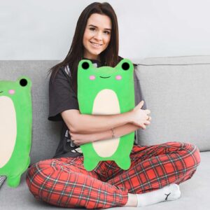 Cute Long Frog Plush Toy, 12Inch Adorable Green Frog Stuffed Animal with Butt, Frog Boby Pillow Kawaii Big Squishy Frog Plushies Hugging Throw Pillow Gift for Kids Girls Boys (Frog)