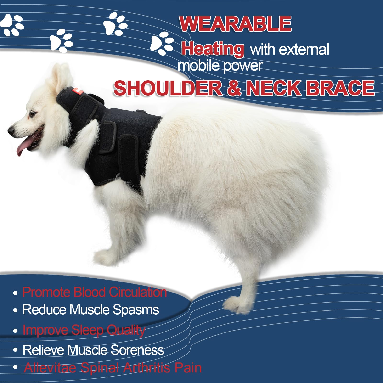 BUVUB Heating Dog Neck Shoulder Brace for Dogs with Back Pain Cervical IVDD, Shoulder & Neck Pain, Spinal Arthritis, Chronic Joint Pain, Post Surgery Recovery (Mdium)