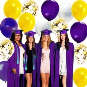 Graduation Party Decorations Purple Yellow 2024/Purple Yellow Balloons Purple Graduation Decorations 2024 NYU/Mardi Gras Party/Purple Yellow Gold Birthday Party Decoration Balloons of 40pcs