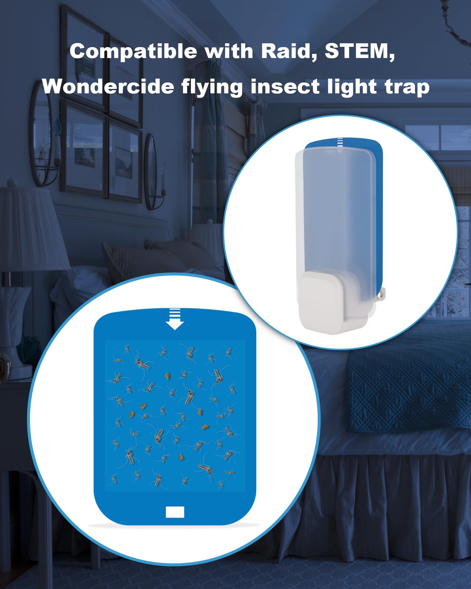 10 Pcs Refill Cartridges for Raid Essentials and for Stem Flying Insect Light Trap, Replacement Glue Card Compatible with Wondercide Indoor Plug-in Blue Light Trap for Fly Bug Mosquito Gnat