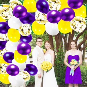 Graduation Party Decorations Purple Yellow 2024/Purple Yellow Balloons Purple Graduation Decorations 2024 NYU/Mardi Gras Party/Purple Yellow Gold Birthday Party Decoration Balloons of 40pcs