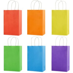 suncolor 24 pieces 8" rainbow goodie bags small gift bags with handle for party favor bags (rainbow)