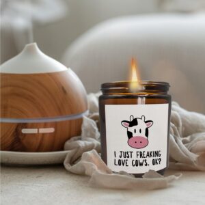 Mancheng-zi Cow Candle, Cow Gifts for Women Girls Cow Lovers, Cute Cow Gifts,I Just Freaking Love Cows OK Scented Candles