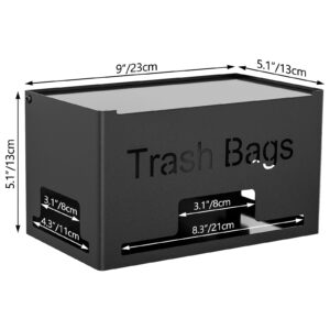 STWWO Trash Bag Holder, Metal Trash Bag Dispenser Roll Holder, Kitchen Trash Bag Organizer for Cabinet, Countertop, Wall Mounted or Freestanding, Black