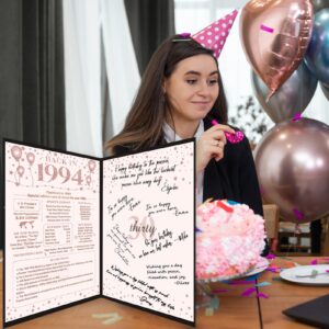 Crenics 30th Birthday Gift for Her, Creative Back in 1994 Birthday Poster, Giant 30th Birthday Guest Signature Book, Black and Pink 30 Anniversary Birthday Decorations Party Supplies for Women