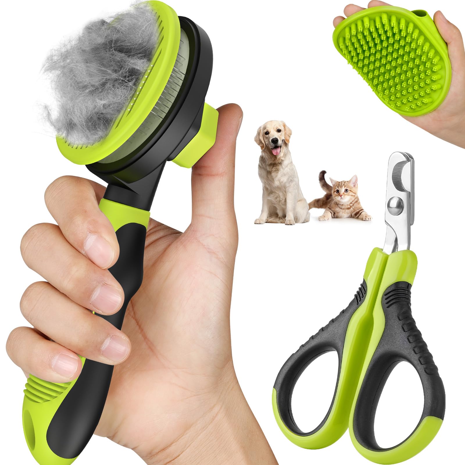 3PCS Cat Grooming Kit | Cat Brush | Cat Brushes for indoor Cats | Cat Nail Clipper | Cat Nail Trimmer | Cat Bath Brush | Cat Brush for Shedding for Long and Short Haired Cats - Premium Cat Supplies