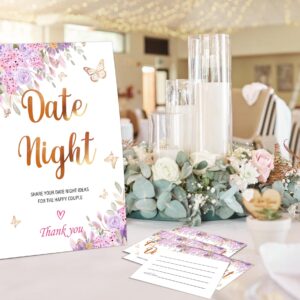 Butterfly Date Night Game, Date Night Ideas Sign with 50 Cards, Bridal Shower Game, Modern Bridal Shower Decorations, Wedding Date Night Advice - 06