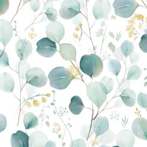 sevalo leaf wallpaper peel and stick wallpaper boho contact paper for cabinets flower floral wallpaper green leaves wallpaper bathroom self-adhesive removable wallpaper eucalyptus nursery 17.3“×78.7”