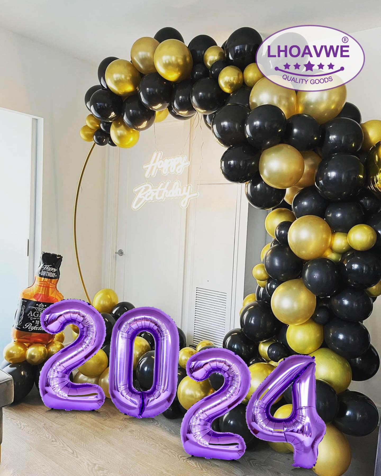 Gaint 40 Inch Purple 2024 Number Balloons 2024 Purple Balloons for 2024 New Year Eve Festival Graduation Party Decorations Supplies