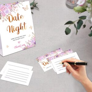 Butterfly Date Night Game, Date Night Ideas Sign with 50 Cards, Bridal Shower Game, Modern Bridal Shower Decorations, Wedding Date Night Advice - 06