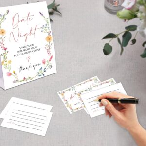 Wildflowers Date Night Game, Date Night Ideas Sign with 50 Cards, Bridal Shower Game, Boho Bridal Shower Decorations, Wedding Date Night Advice - 07