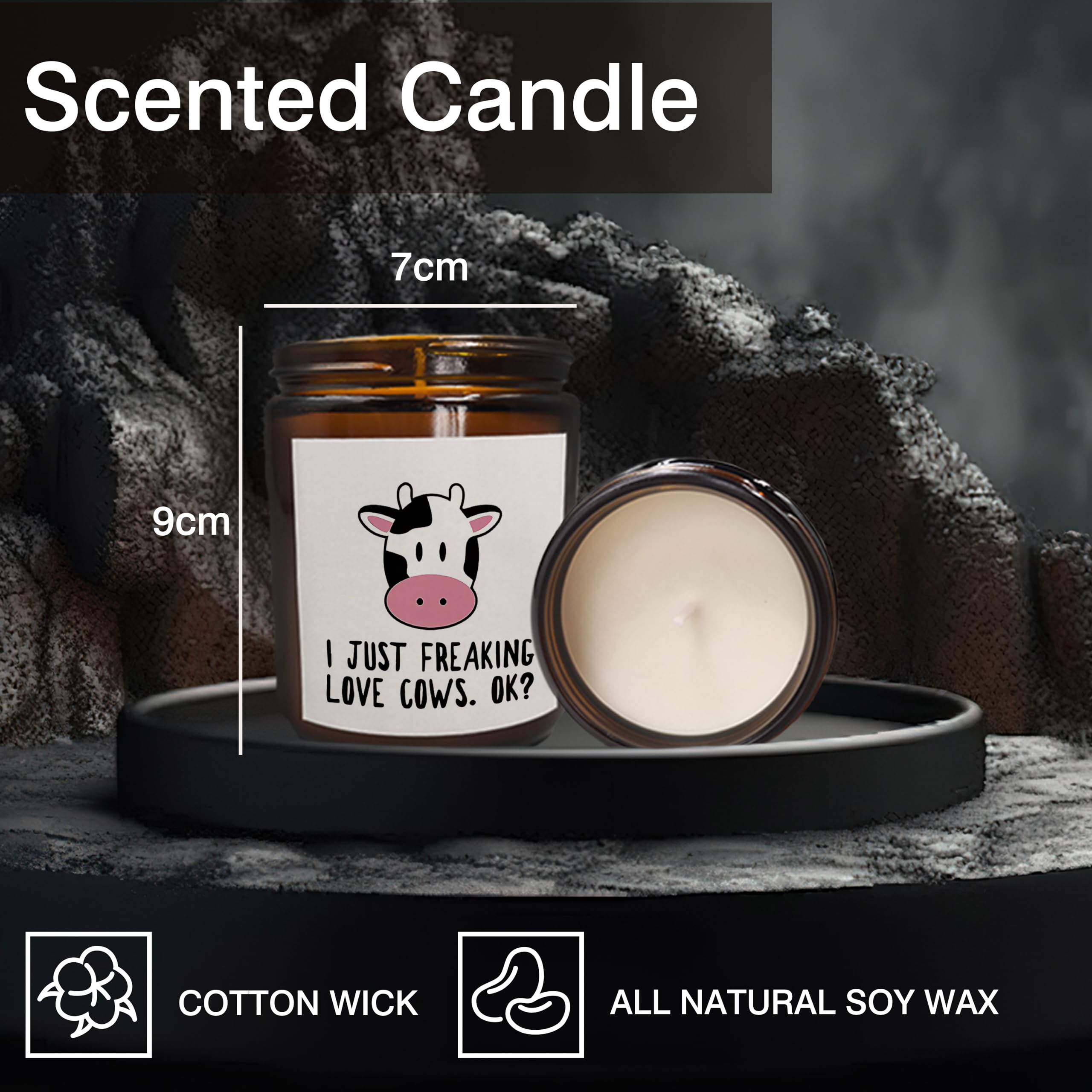 Mancheng-zi Cow Candle, Cow Gifts for Women Girls Cow Lovers, Cute Cow Gifts,I Just Freaking Love Cows OK Scented Candles