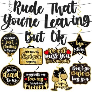 cocomigo rude that you're leaving but ok banner hanging swirls going away party decorations coworker farewell decorations party, retirement party decorations