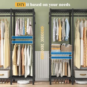 Raybee Clothes Rack, Clothing Rack Heavy Duty Clothing Racks for Hanging Clothes 910LBS, Metal Garment Rack Heavy Duty Clothes Rack Freestanding Wardrobe Closet Rack, 75" H x 75" W x 15.7" D, Black