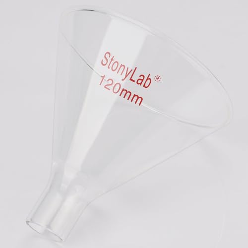 stonylab Glass Powder Funnel, Heavy Wall Borosilicate Glass Short Stem Funnel with 120 mm Top Diameter and 22 mm Stem Length