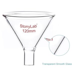 stonylab Glass Powder Funnel, Heavy Wall Borosilicate Glass Short Stem Funnel with 120 mm Top Diameter and 22 mm Stem Length