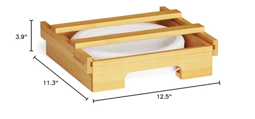 SpaceAid 10-inch Paper Plate Dispenser, Under Cabinet Bamboo Plates Holder, Kitchen Counter Vertical Plate Dipensers Holders Countertop Caddy (for 10 inches Plates, Bamboo)