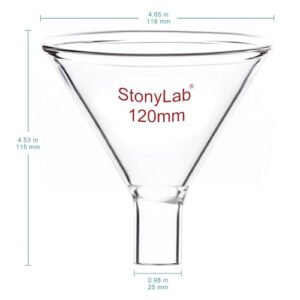 stonylab Glass Powder Funnel, Heavy Wall Borosilicate Glass Short Stem Funnel with 120 mm Top Diameter and 22 mm Stem Length