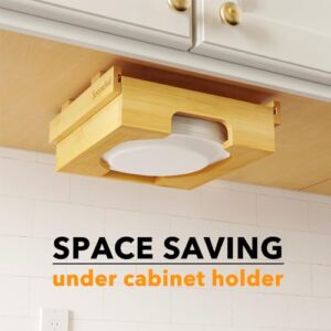 SpaceAid 8.5-inch Paper Plate Dispenser, Under Cabinet Bamboo Plates Holder, Kitchen Counter Vertical Plate Dipensers Holders Countertop Caddy (for 8.5 inches Plates, Bamboo)