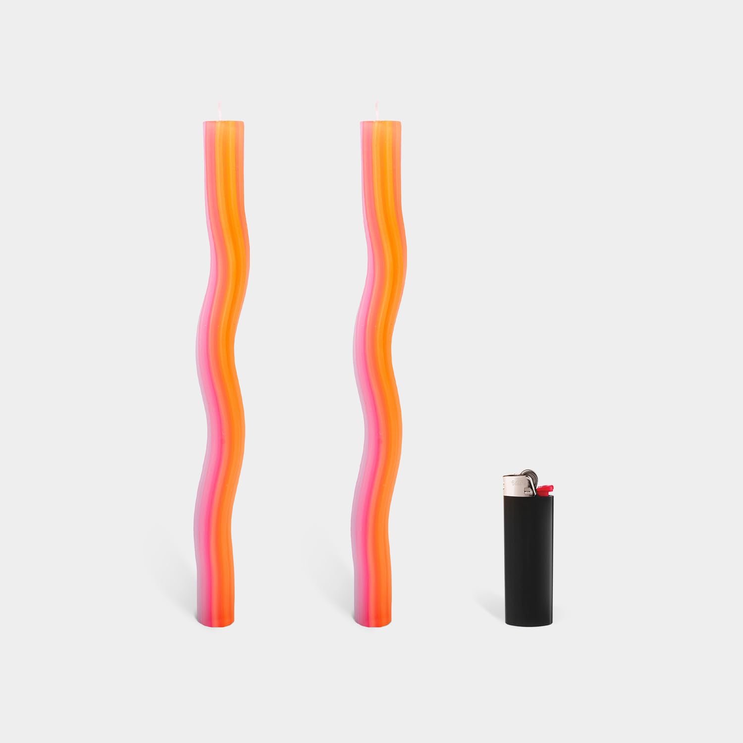 Wiggle Candles (2 Pack) - Joyful Dancing Design Taper Candlesticks | Bright Colors | 7/8” diam x 11” Length | Designed by Lex Pott | Made in USA (Orange)