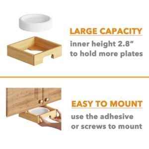 SpaceAid 8.5-inch Paper Plate Dispenser, Under Cabinet Bamboo Plates Holder, Kitchen Counter Vertical Plate Dipensers Holders Countertop Caddy (for 8.5 inches Plates, Bamboo)