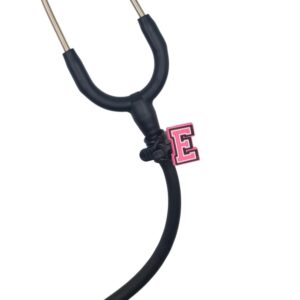 stethoscope charms - letter pink e - medical gift