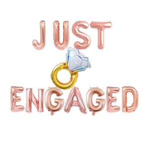 just engaged balloons, rose gold mylar balloons decors for engagement/wedding/bchelorette/bridal shower party sign supplies