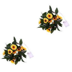 abaodam 2 pcs sunflower lighting chain sunflower wreath sunflower outdoor decor sunflower decor led artificial sunflower garland flower strip light sunflower fairy light festival ornaments